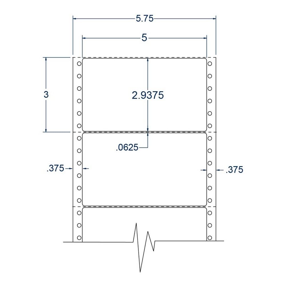 5" x 2.9375" One Across White pinfeed Shipping Labels (2500 Labels Per ...