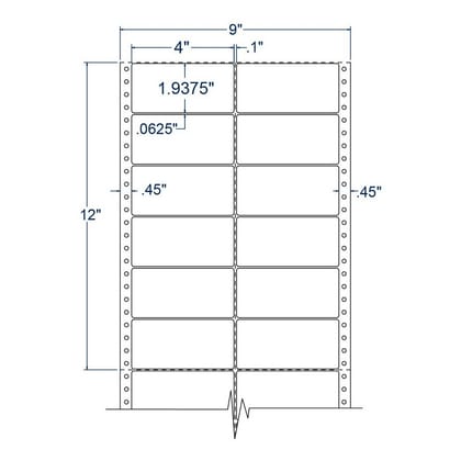 4" x 1.9375" Two Across White General Purpose pinfeed Labels (10000 ...