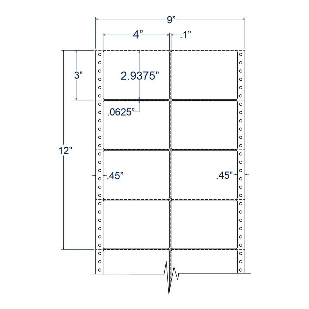 4" x 2.9375" Two Across White pinfeed Address / Shipping Labels (5000 ...