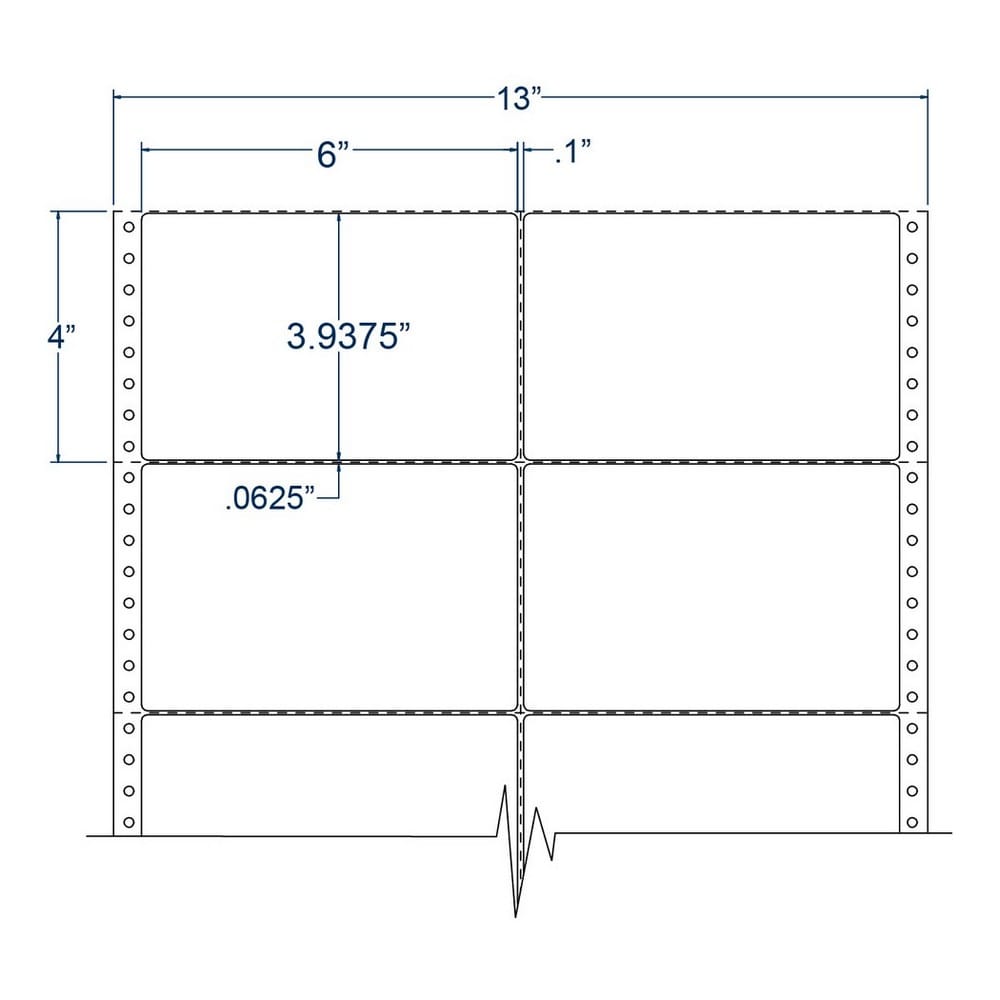 6" x 3.9375" Two Across White General Purpose pinfeed Labels (5000 ...