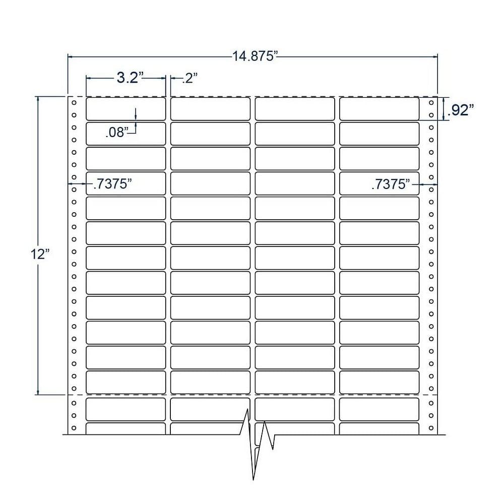 3.2" x 0.92" Four Across White pinfeed Cheshire Address Labels (20000 ...