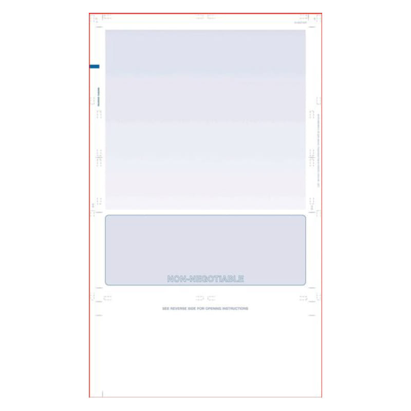 White Presure Seal Form, Blue with blockout, EZ Fold (Ream of 500)