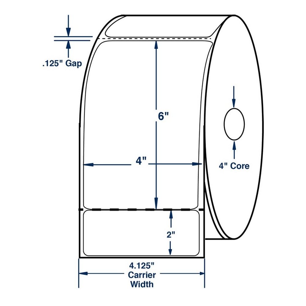 4" x 8" White Direct Print Thermal Labels, 185 per roll (12 Rolls per ...
