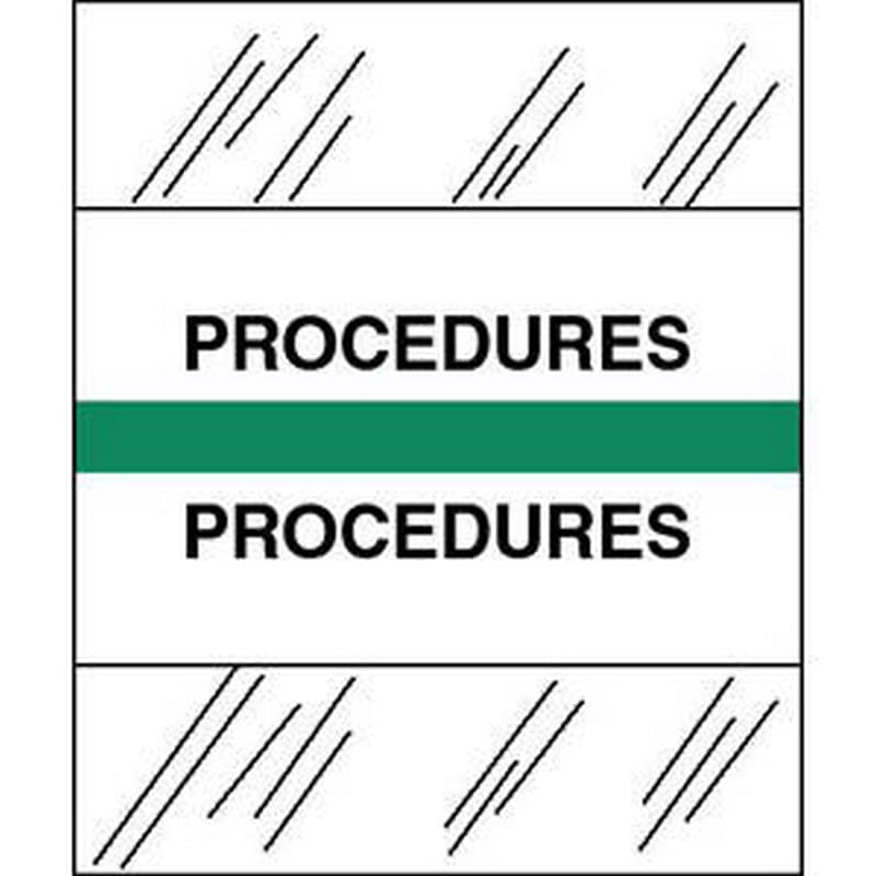 Procedures Chart Divider Tabs, 1-1/4" x 1/2", Green (Pack of 100)