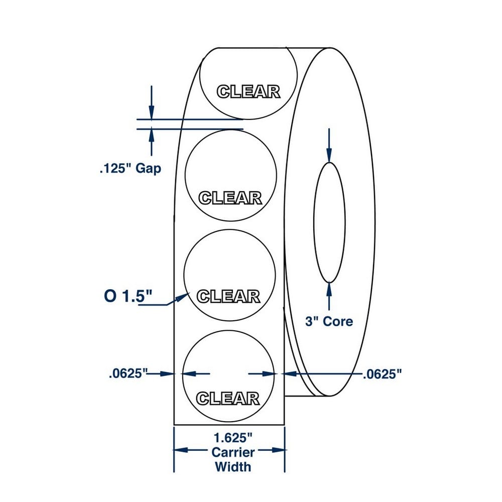 1.5" x 1.5" Translucent Wafer Tab Seals 4000 Labels per Roll (15 Rolls ...