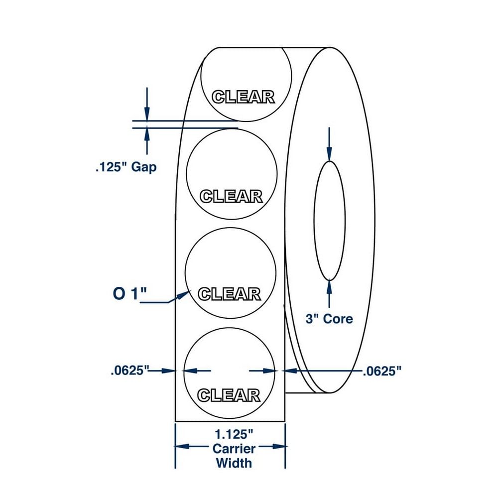1" x 1" Translucent Wafer Tab Seals 20000 Labels per Roll (5 Rolls per ...
