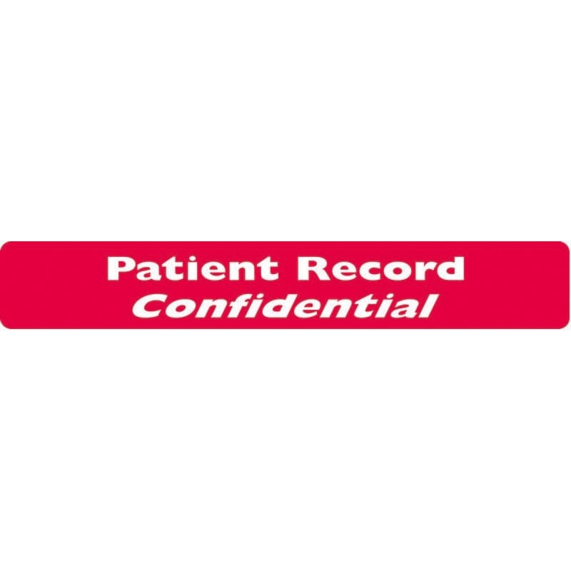 HIPAA Labels, Patient Record Confidential , Red, 6-1/2" x 1" (Roll of 100)