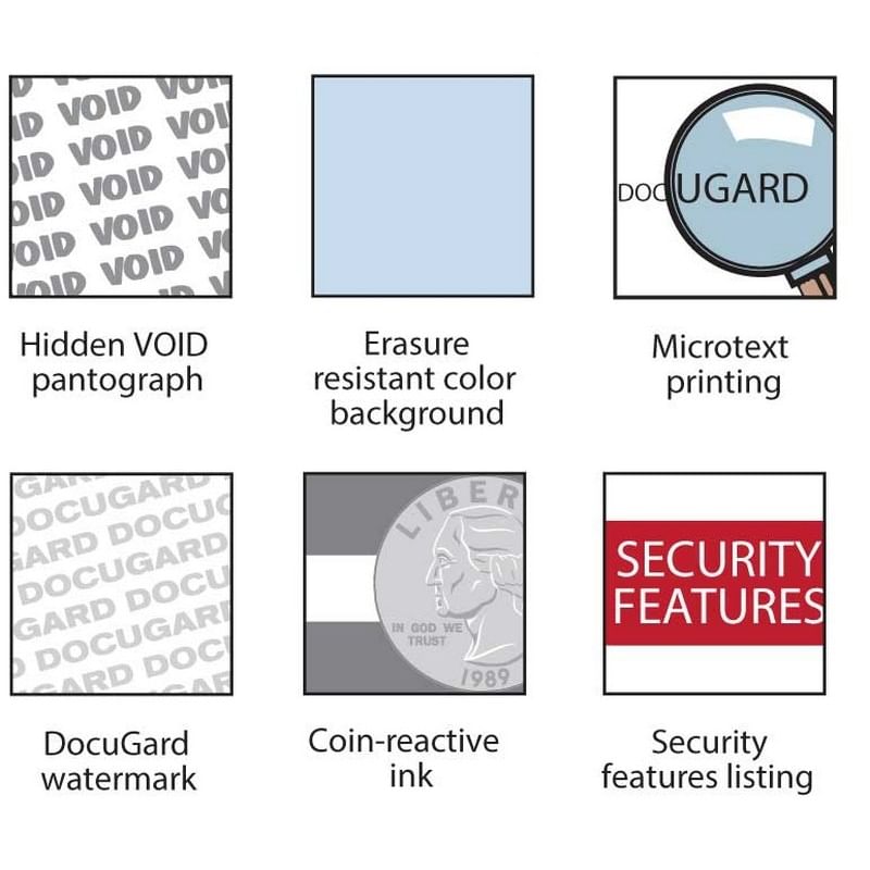 8-1/2'' x 11" Standard 2 Part Medical Security Paper, 6 Security ...