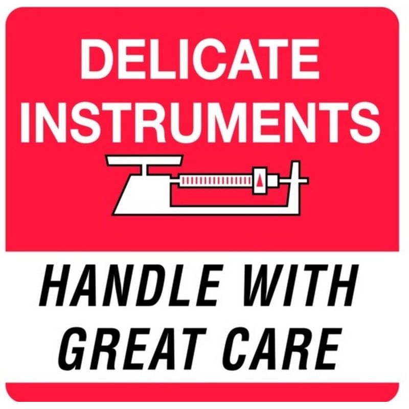 4" x 4" Delicate Instruments Handle with Great Care Labels (500 per Roll)