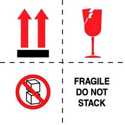 4" x 4" Fragile Do Not Stack Labels (500 per Roll)