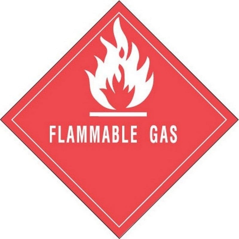 4" x 4" Flammable Gas D.O.T. Subsidiary Risk Labels (500 per Roll)
