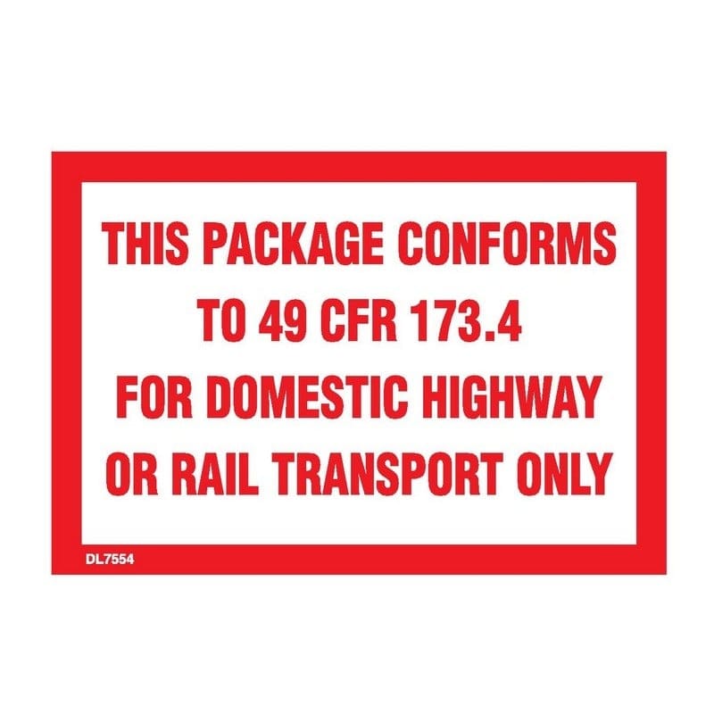 3" x 5" 49 CFR- 173.13 Highway/Rail Labels - 500/Roll
