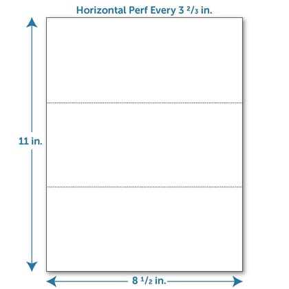 Perforated Paper - Horizontal Thirds - Ream of 500