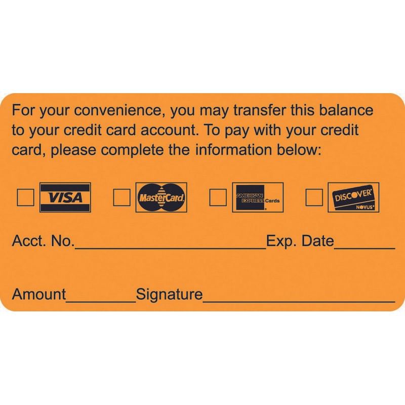 Billing labels, Transfer Balance, Fluorescent Orange, 3-1/4" x 1-3/4 ...