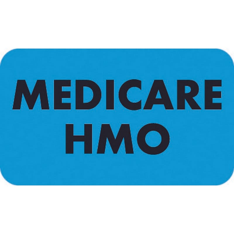 Insurance Labels, MEDICARE HMO - Light Blue, 1-1/2" X 7/8" (Roll of 250)