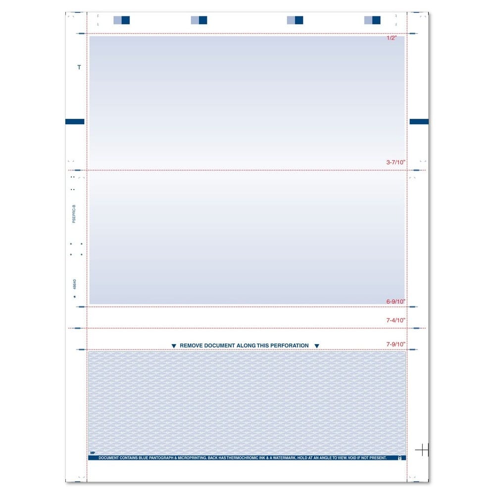 8-1/2" x 11" C Fold Duplex Check Blue (check at the bottom) (Box of 2000)