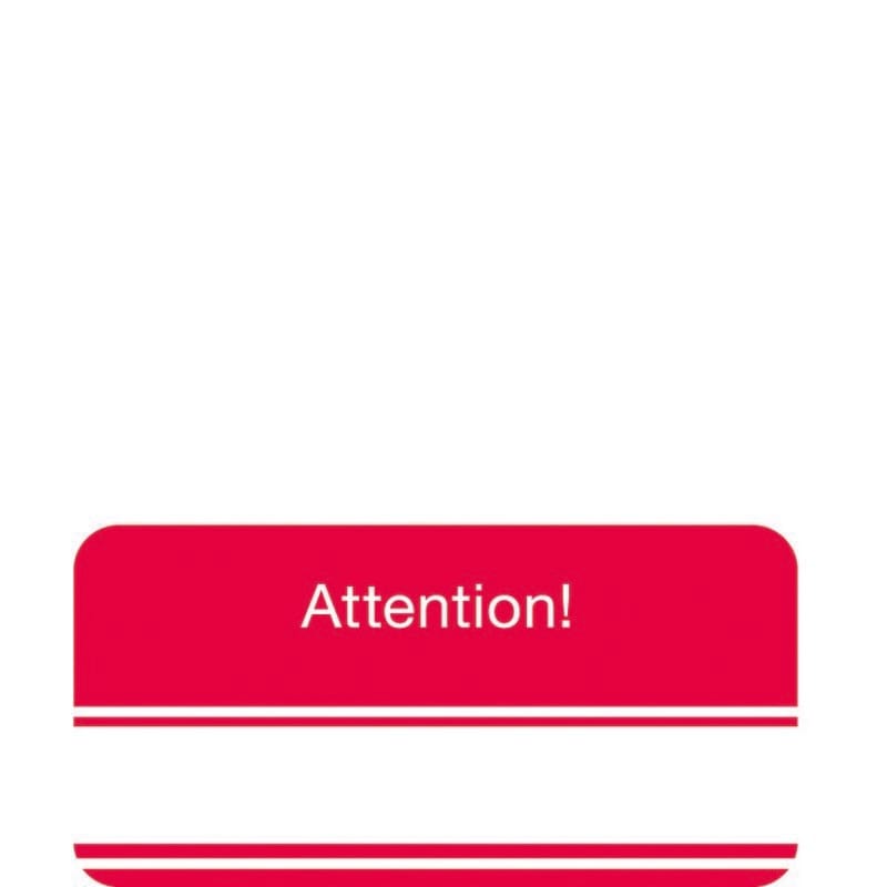 Attention labels - Red / White, 2" X 1" (Pack of 252)