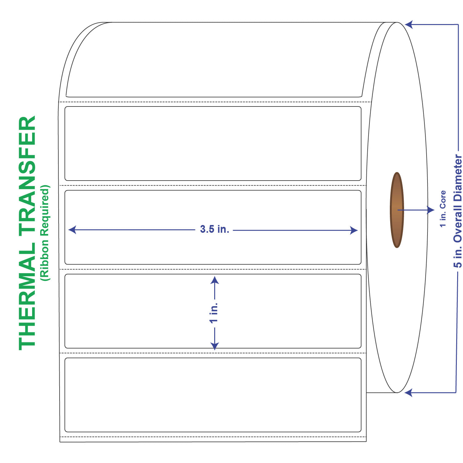 4" x 1" General Use Labels, w/ Perf Thermal Transfer Labels, Perforated ...
