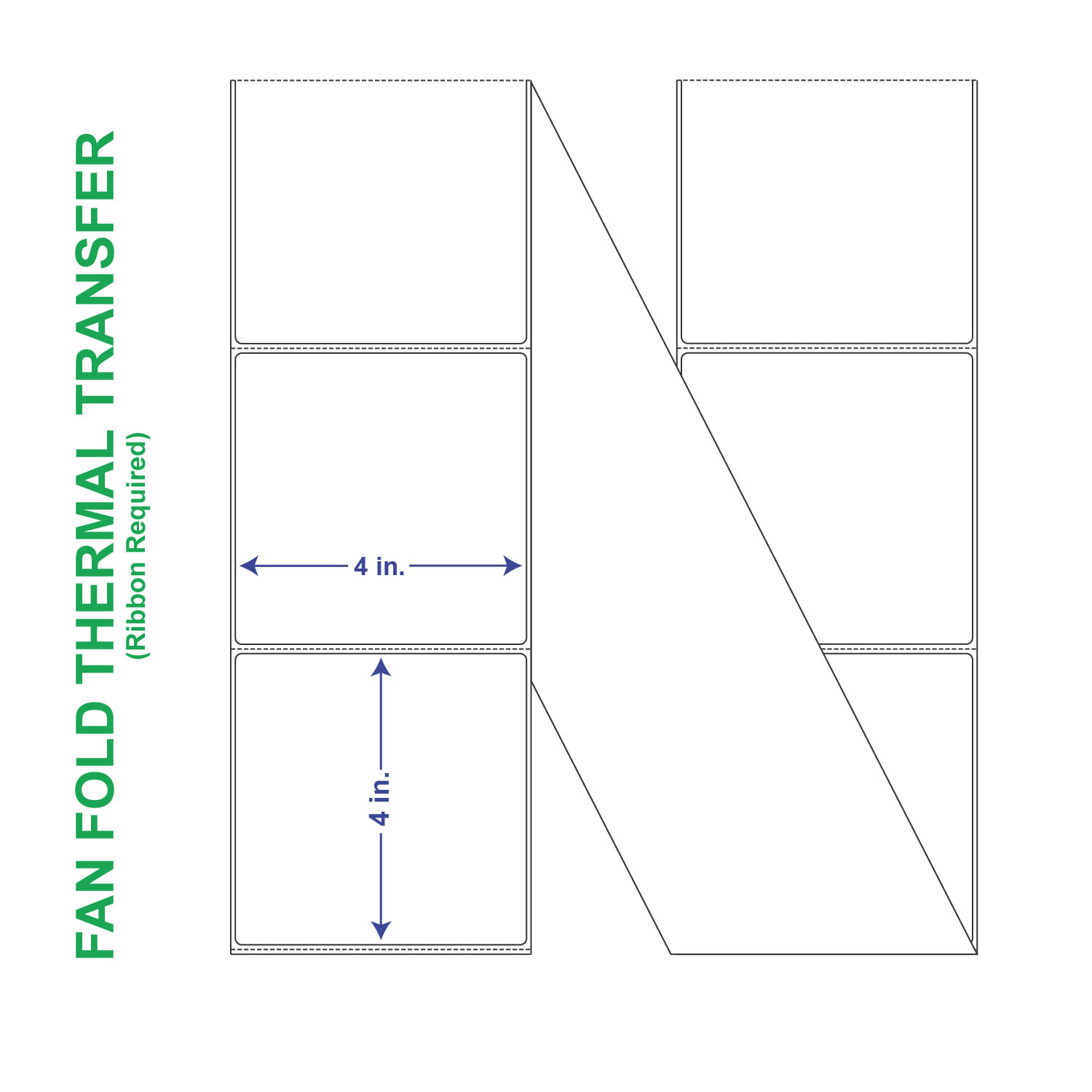 4" x 4" General Use Fan Fold Labels, w/ Perf Thermal Transfer Labels ...